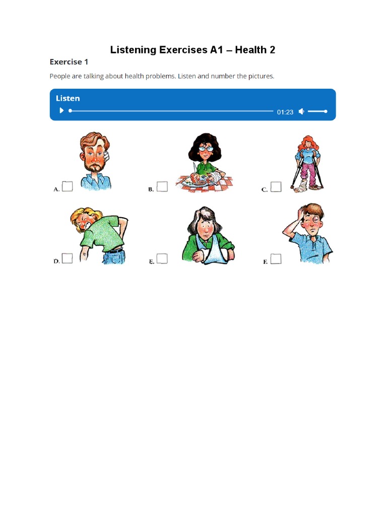 Listening Exercises A1 - Health 2 | PDF