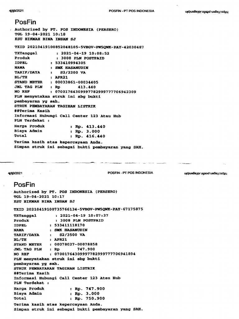 Rekening Listrik | PDF