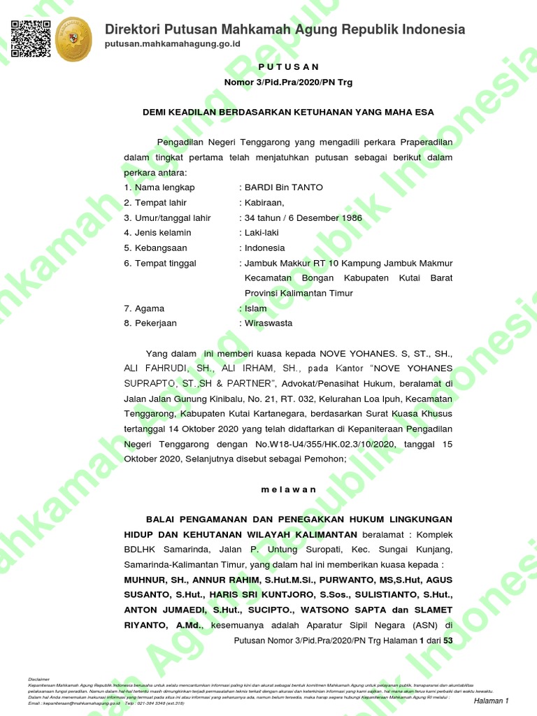 Putusan 3 Pid - Pra 2020 PN TRG 20230624231504 | PDF