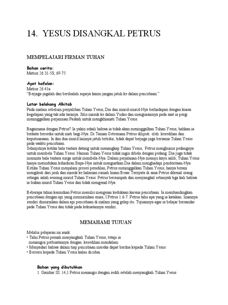 Yesus Disangkal Oleh Petrus - Rene | PDF