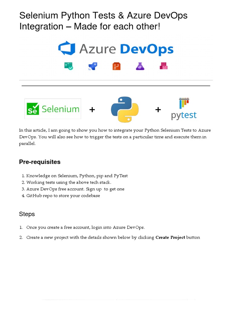 Selenium Python Test Integration With DevOps 1664819163 | PDF