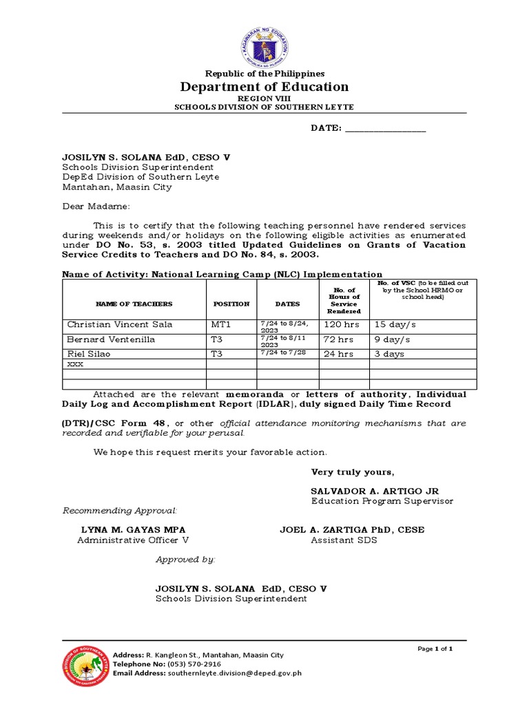 NLC Service Credits Request Form | PDF | Philippines