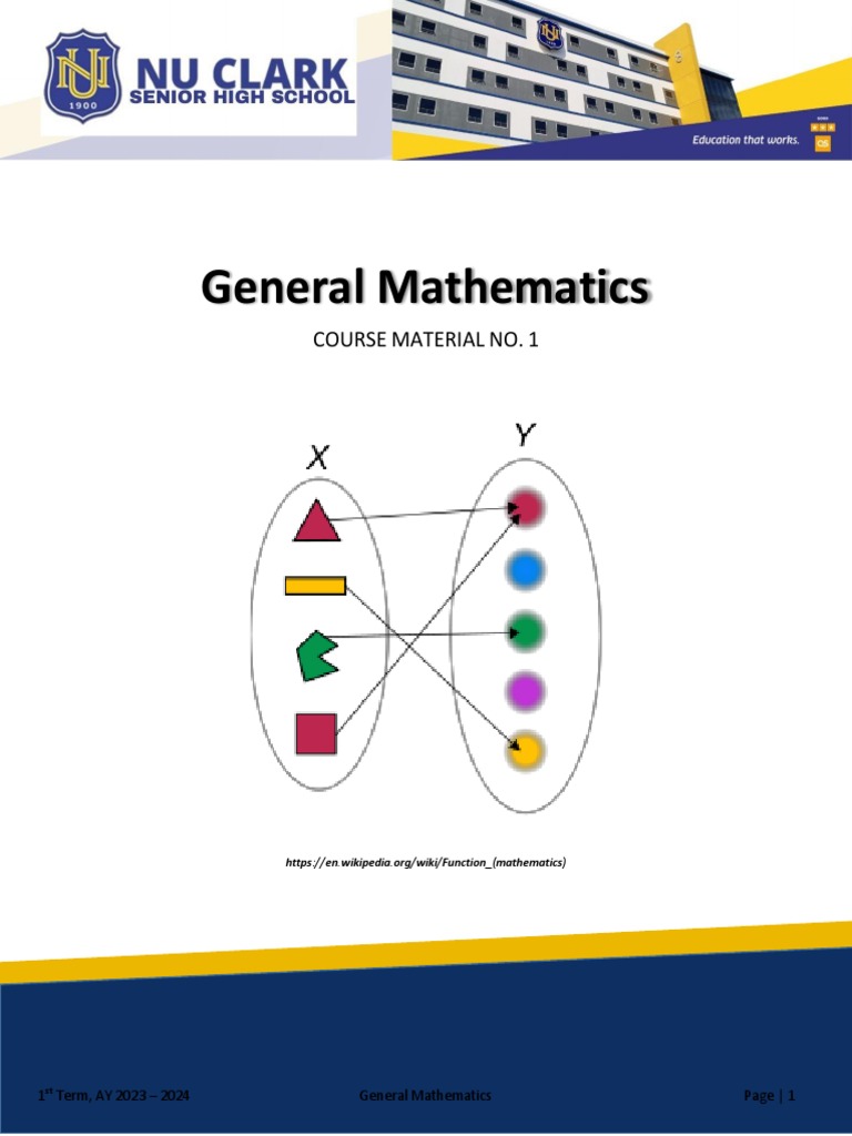 Course Material 1 Relations And Functions Pdf Function Mathematics Set Mathematics
