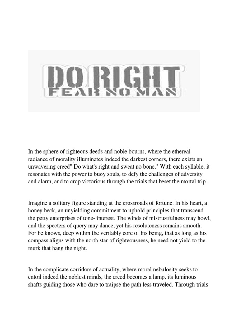 Do The Right Fear No Man | PDF | Applied Philosophy | Ethical Principles Do The Right Fear No Man | PDF | Applied Philosophy | Ethical Principles