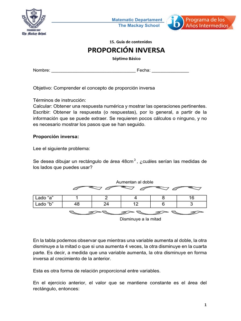 15 Proporcion Inversa | PDF | Matemáticas