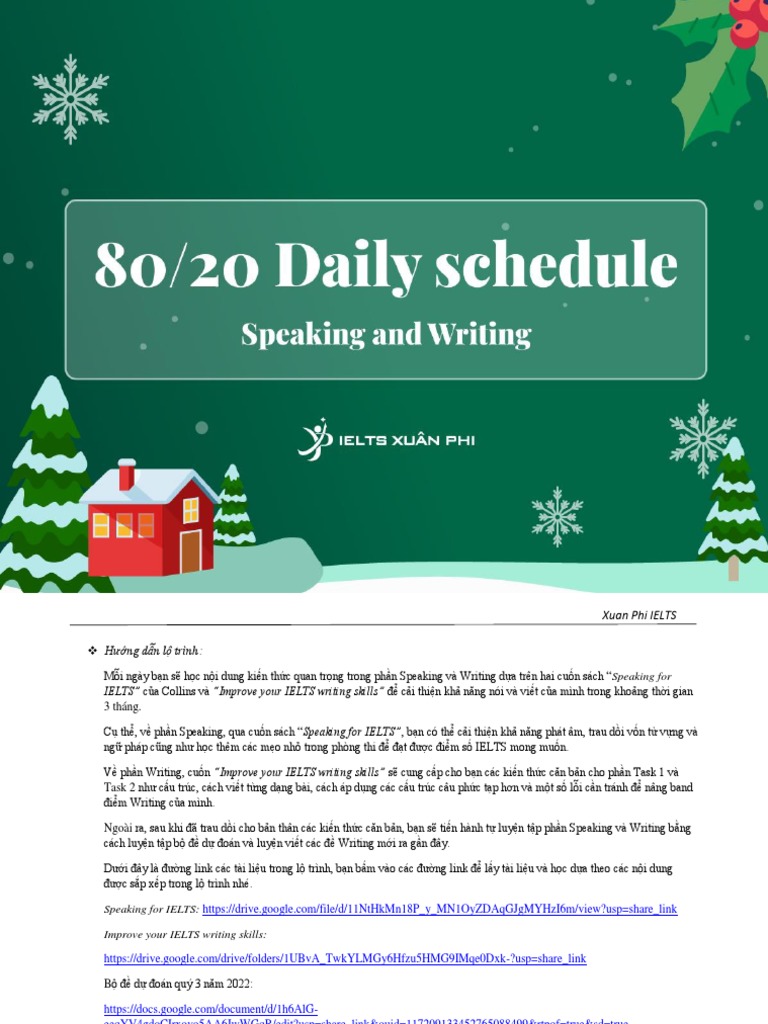 80-20 Daily Schedule For Speaking & Writing | PDF