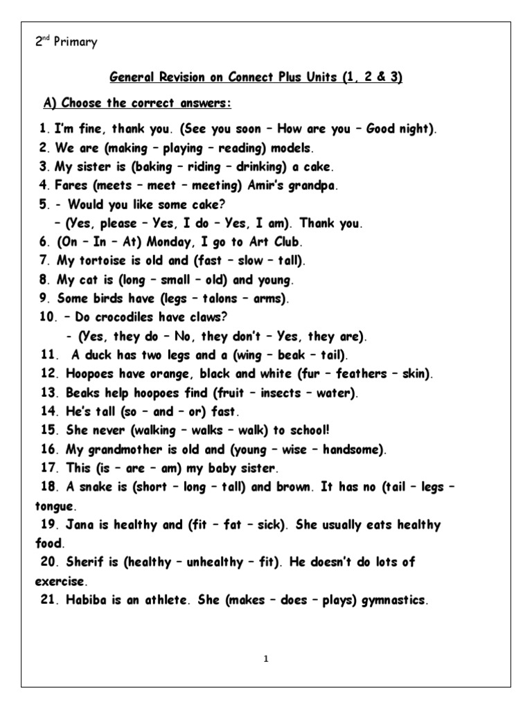 2nd Primary General Revision On Connect Plus Units (1, 2 & 3) | PDF