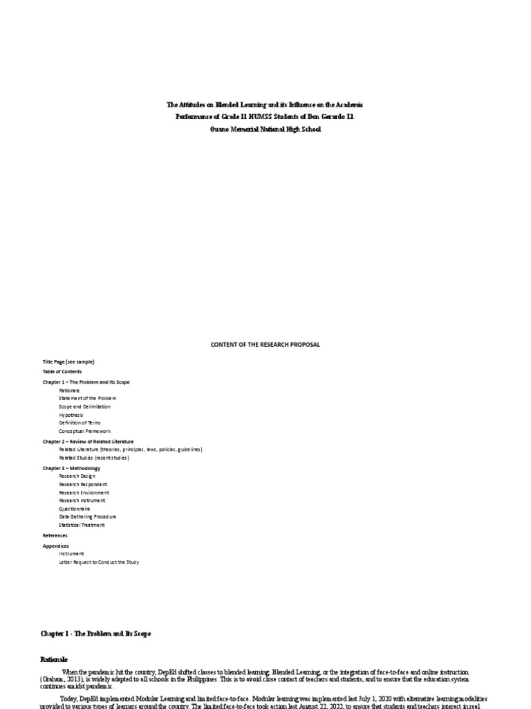 12 HUMSS A SetA The Attitudes On Blended Learning and Its Influnce On ...