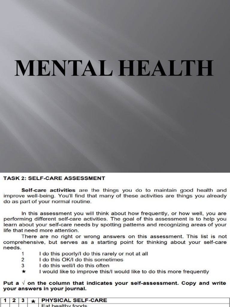 Perdev Module 7 MENTAL HEALTH | PDF | Mental Health | Sleep