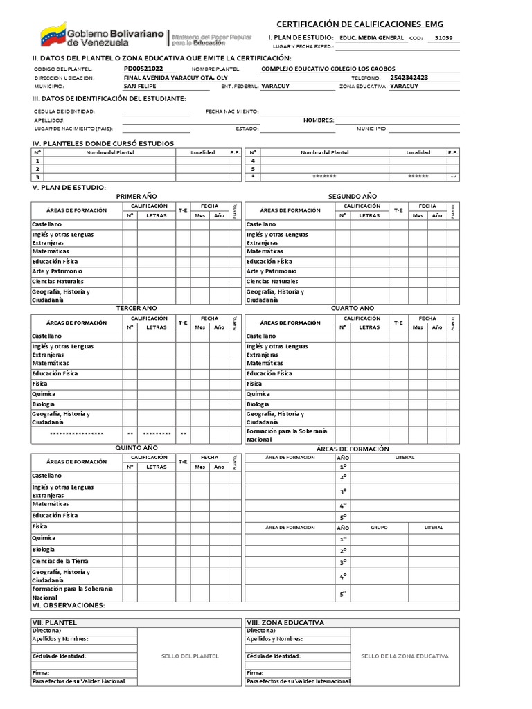 Notas Certificadas Individuales | PDF