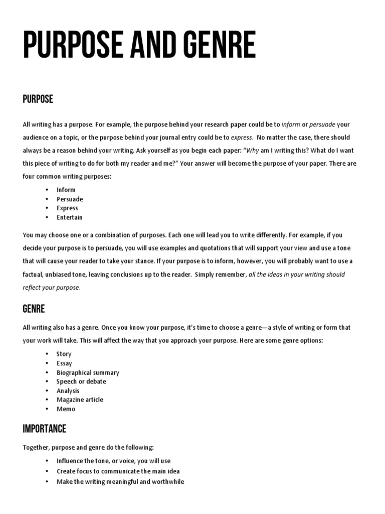 Purpose and Genre | PDF | Human Communication | Communication