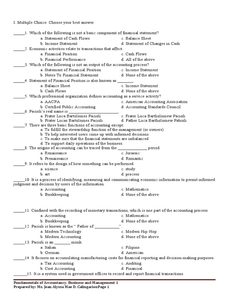 1st Periodical Test in FABM1 | PDF | Accounting | Partnership