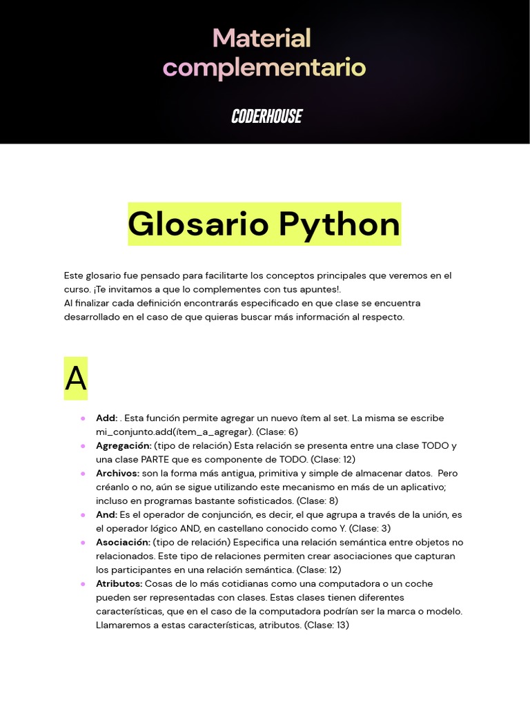 Glosario Python | PDF | Python (lenguaje de programación) | Lenguaje de ... Glosario Python | PDF | Python (lenguaje de programación) | Lenguaje de ...