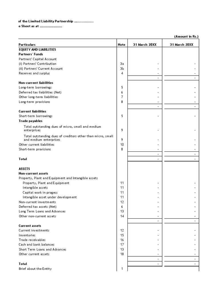 Format LLP Financials | PDF | Expense | Book Value