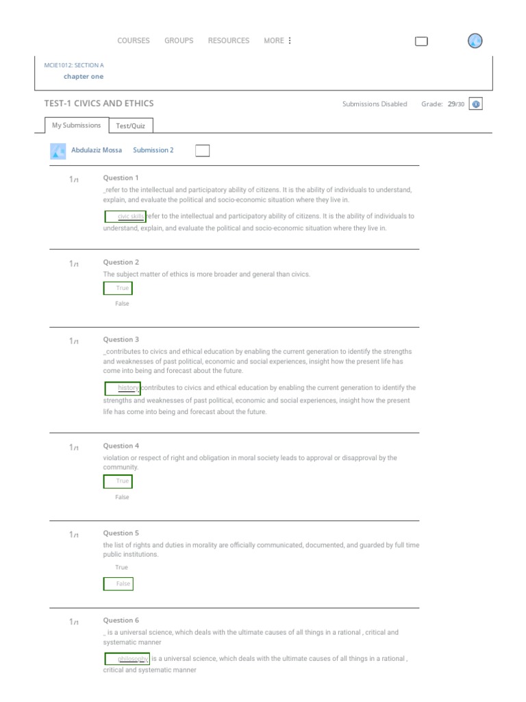 Civics Midterm Exam 1 (Chapter 1) | PDF | Morality | Citizenship