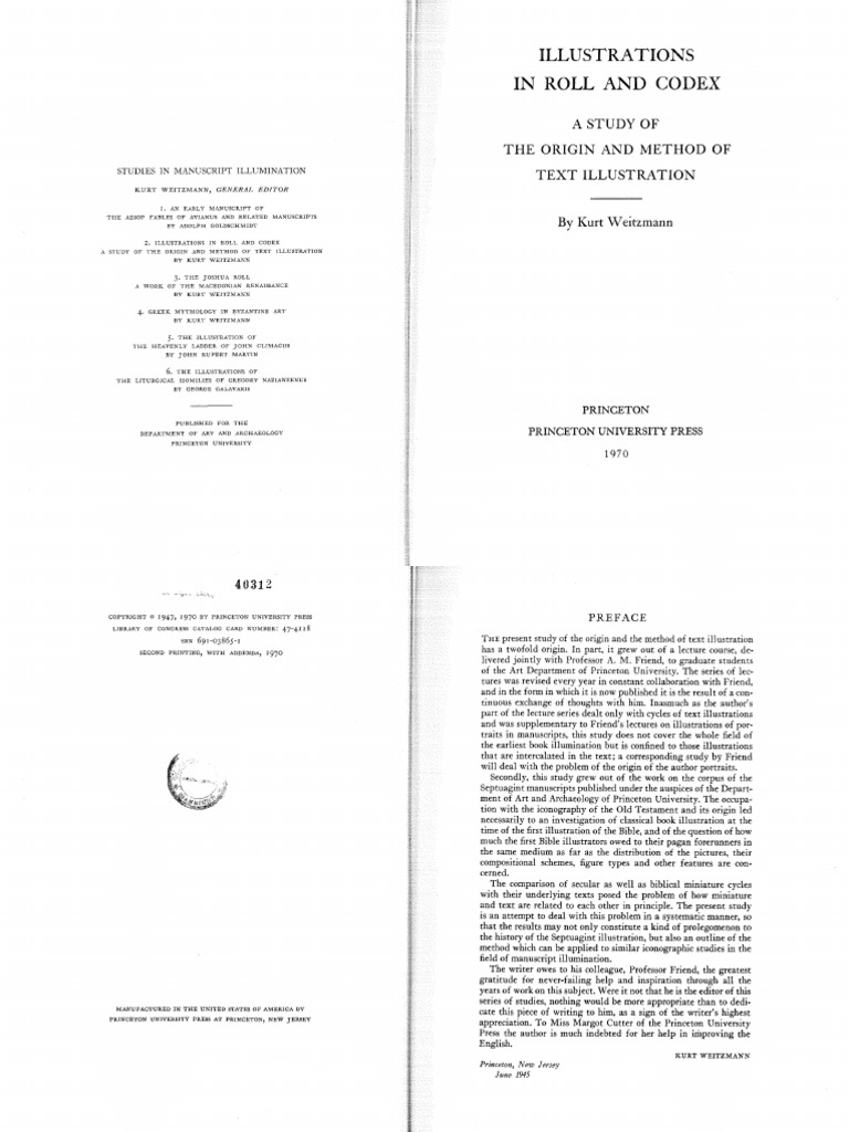 Weitzmann, Illustrations in Roll & Codex | PDF