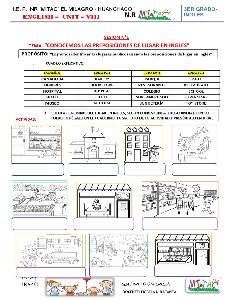 Preposiciones de Lugar en Inglés para Niños | PDF