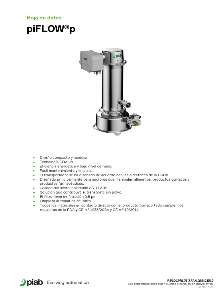 piFLOW®-P.P100.PR1.38.3.FA.0.QSS.0.ES.0-ES-datasheet | PDF | Química ...