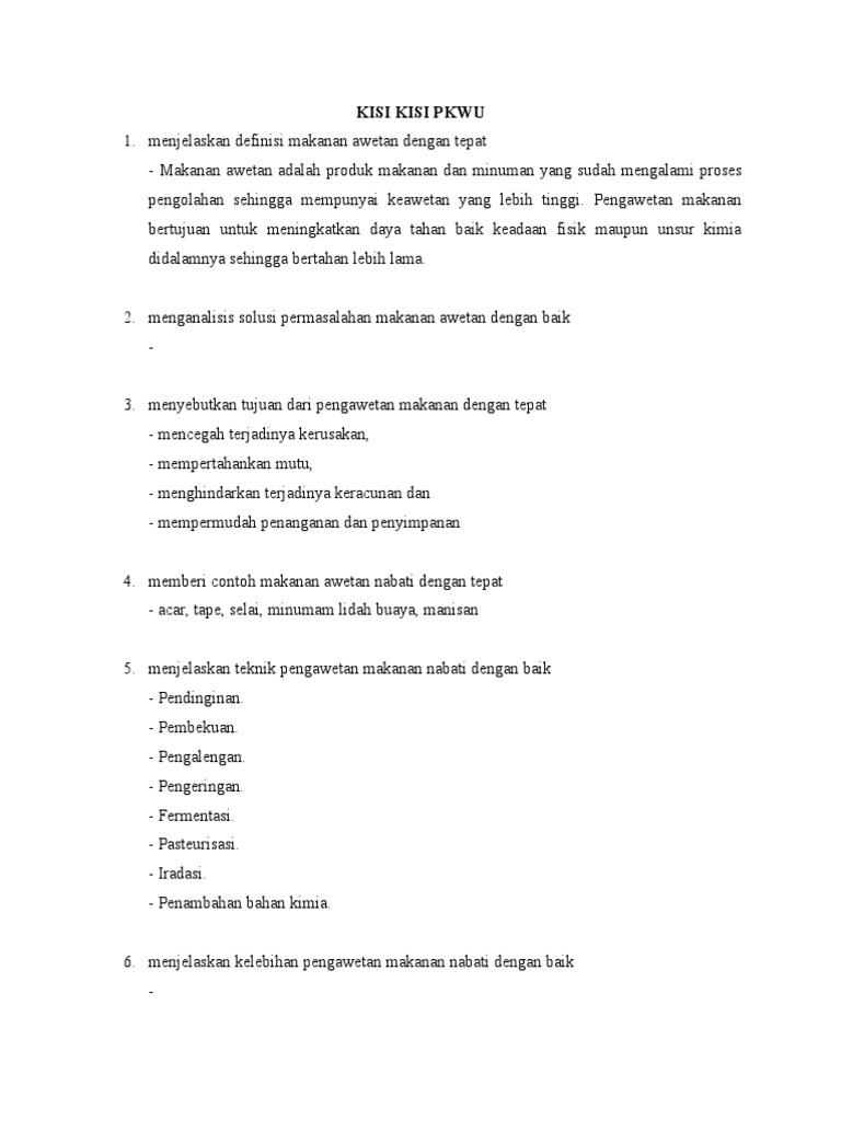 Kisi Kisi Pkwu | PDF