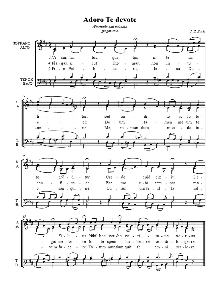 02 Adoro Te Devote (Bach) - Partitura Completa | PDF