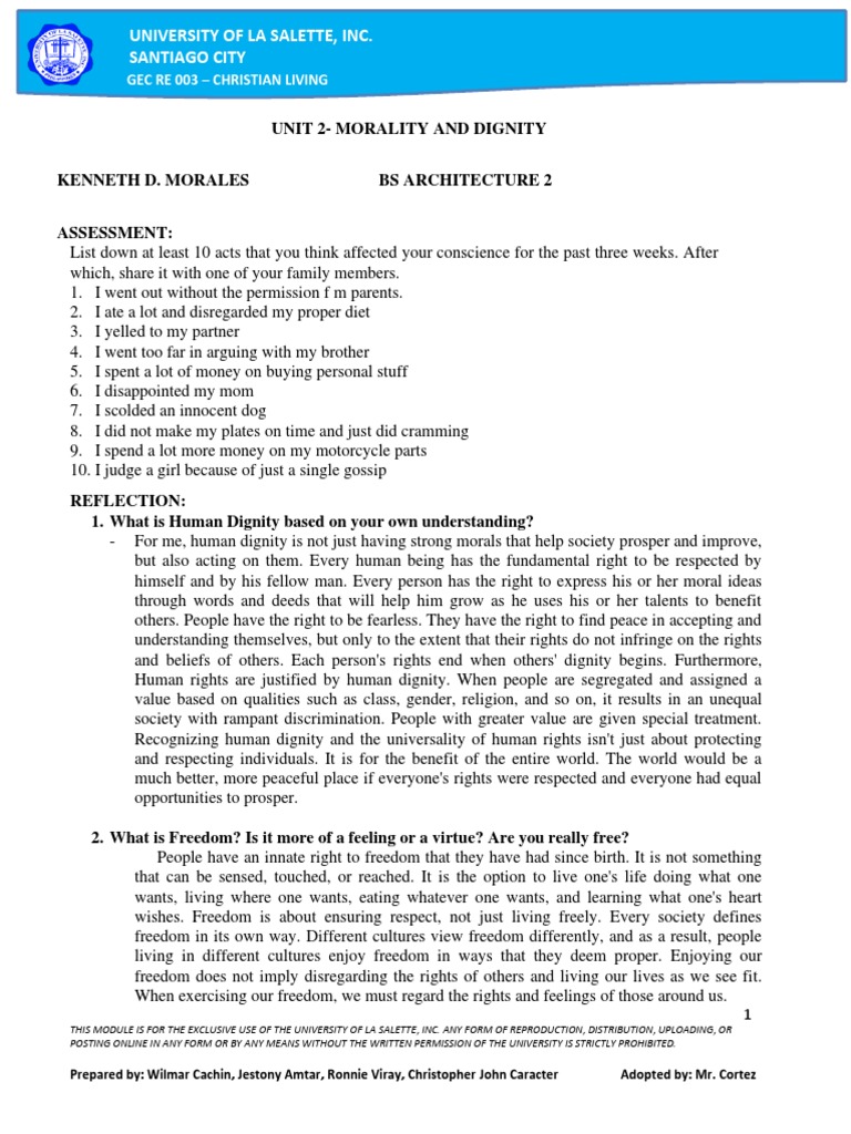 GEC RE 003 Unit 2 | PDF | Dignity | Rights