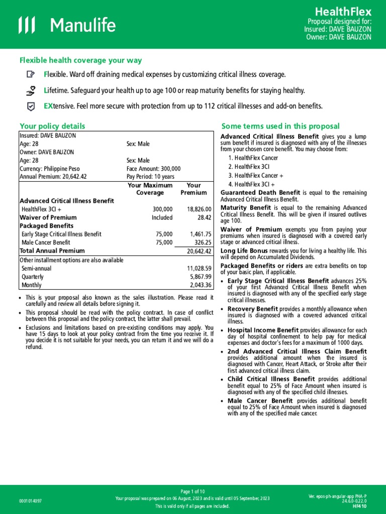 HealthFlex Dave Bauzon | PDF | Dividend | Insurance