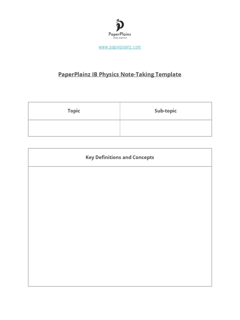 Physics Note Taking Template Ibdp | PDF