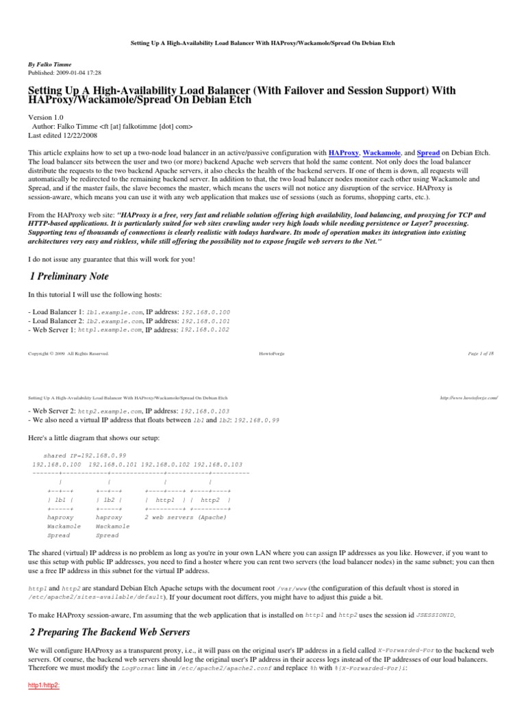 Setting Up A High-Availability Load Balancer With HAProxy Wackamole ...
