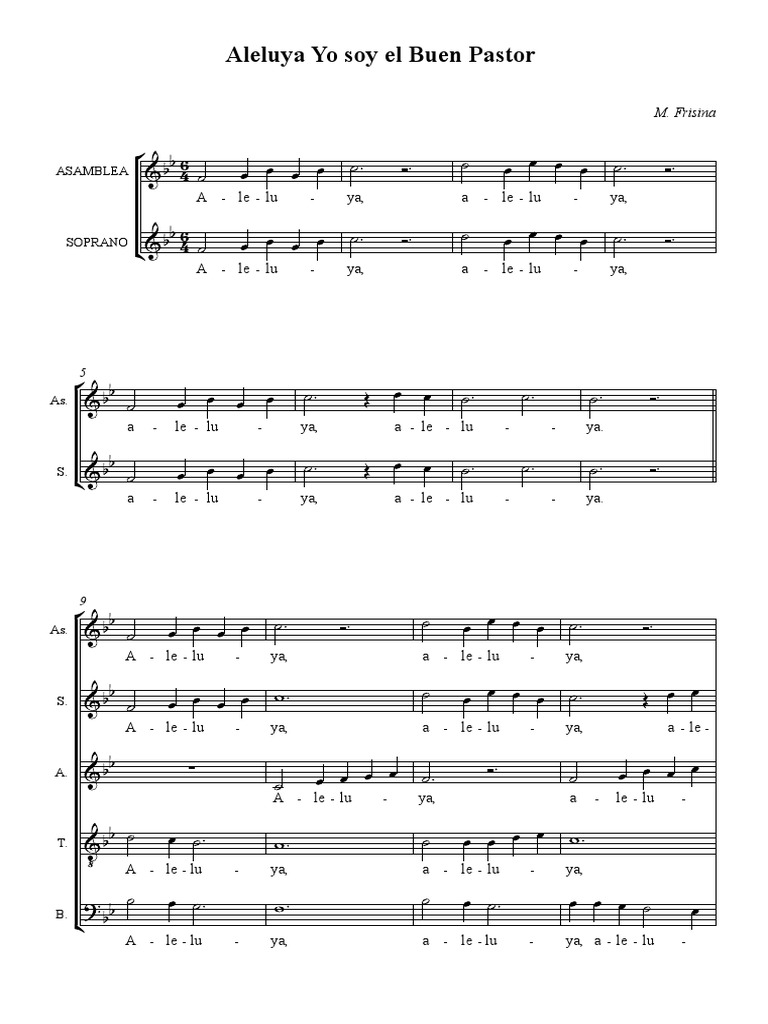 128 Aleluya Yo Soy El Buen Pastor (Frisina) - Partitura Completa | PDF