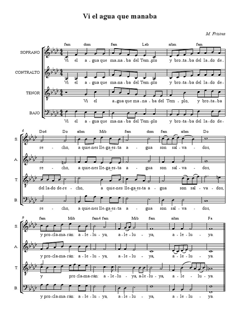"Vi el Agua que Manaba: Partitura" | PDF
