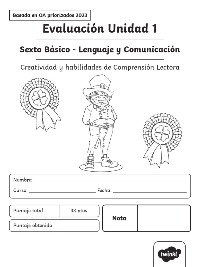 CL L 1681747454 Evaluacion 6 Basico Unidad 1 Lenguaje y Comunicacion Ver 2 | PDF | Chocolate ...