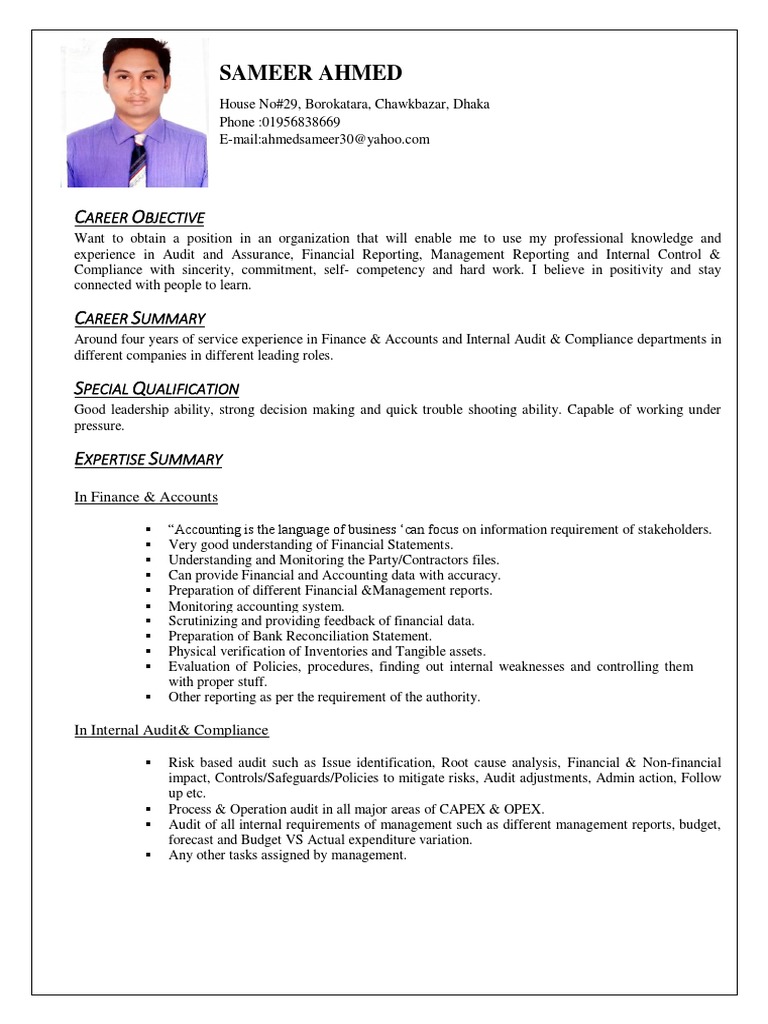 Sameer Ahmed (Updated CV) | PDF | Audit | Internal Control