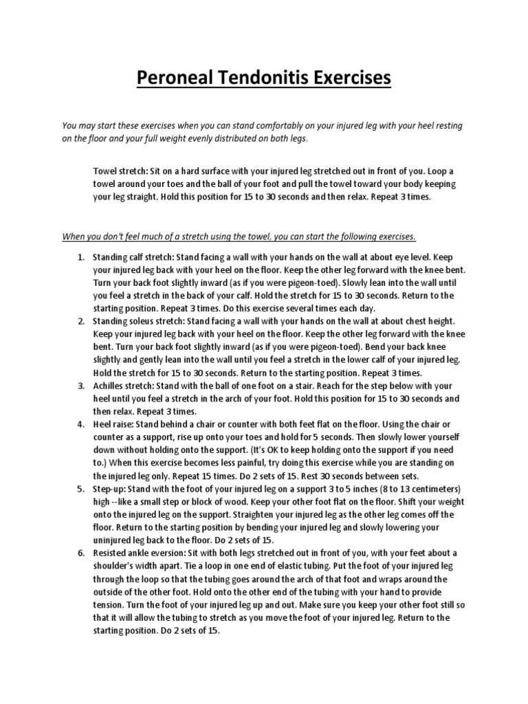 peroneal-tendonitis-exercises | PDF | Foot | Lower Limb Anatomy