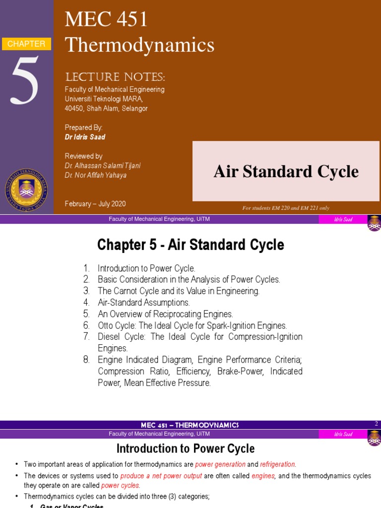 C451-Chapter 5 Air Standard Cycle M4 230621 103938 | PDF