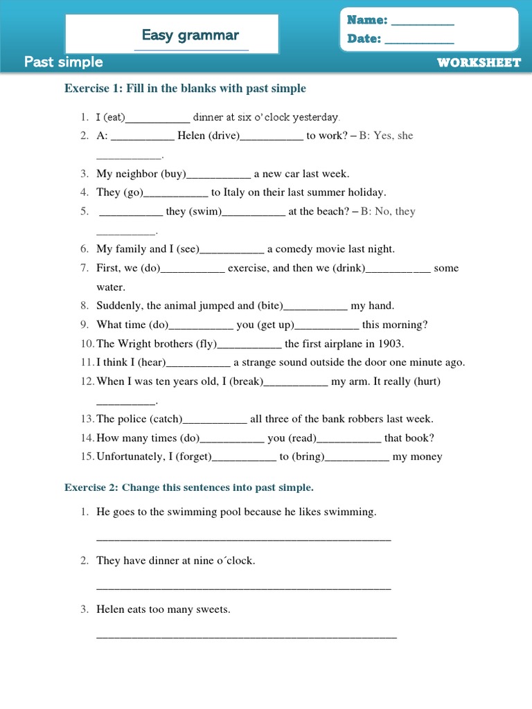 Past Simple-Worksheet 1 | PDF