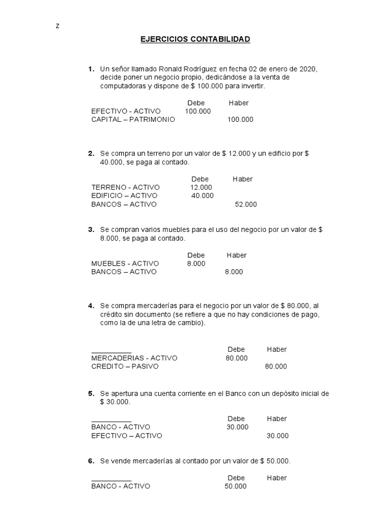 Ejercicios Contabilidad | PDF | Bancos | Cheque
