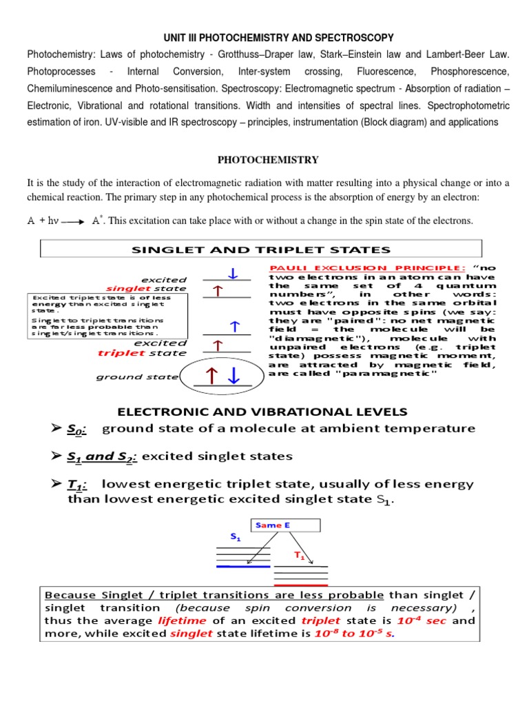 Unit 3-Photochemistry and Spectros | Download Free PDF ...