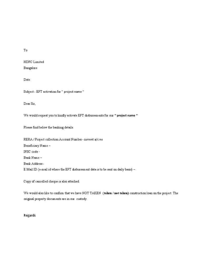 EFT Letter Format-2 | PDF