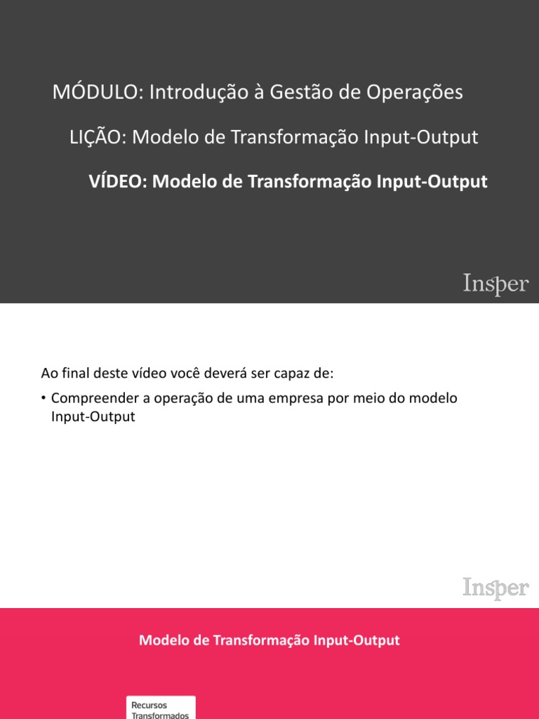 O - M1.L2.V1 - Modelo de Transforma - o Input Output | PDF | Modelo ...