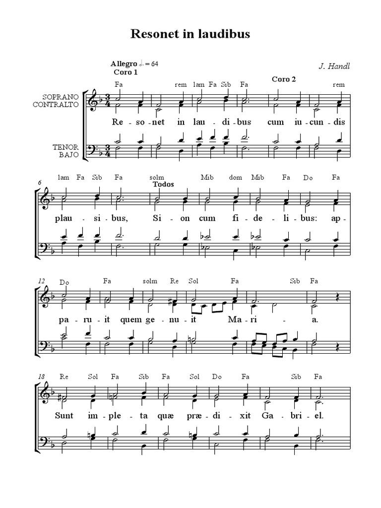 09 Resonet in Laudibus (Handl) - Partitura Completa | PDF
