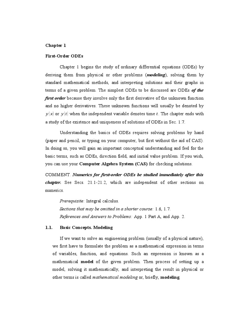1.1. Basic Concepts. Modeling | PDF | Ordinary Differential Equation ...