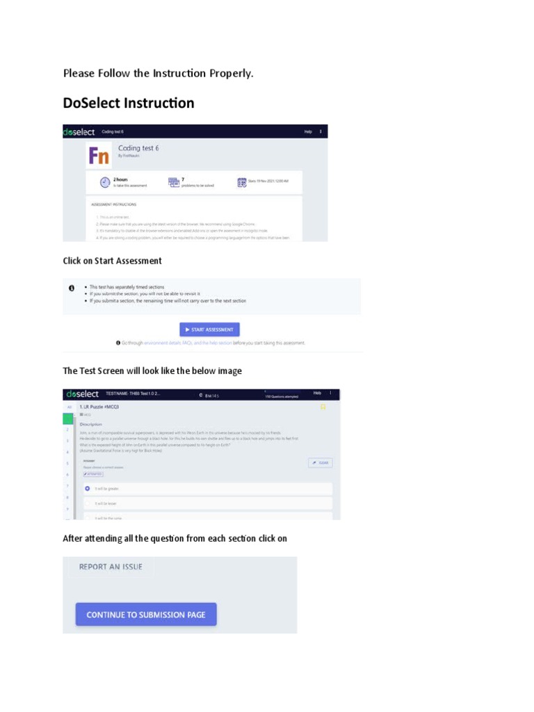 Test Instructions - Do Select | PDF
