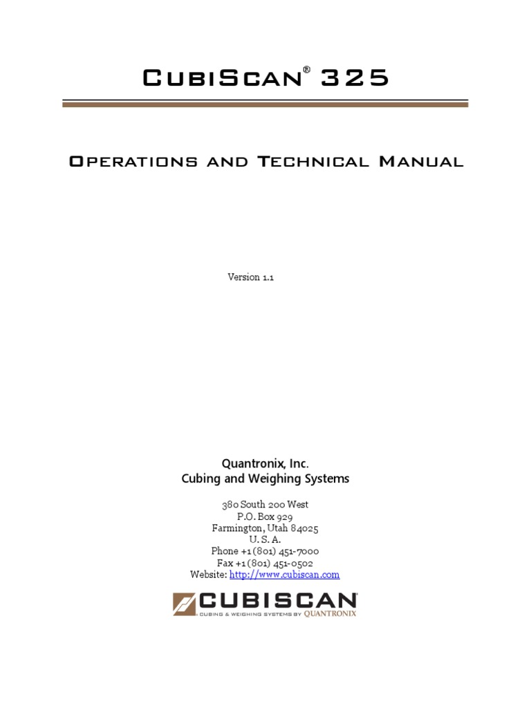 14849-CubiScan 325 Operation Manual 1.1 | PDF | Usb | Sales