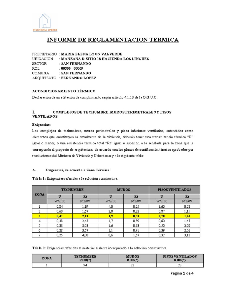 Informe de Reglamentación Térmica | PDF | Fenómenos de transporte ...
