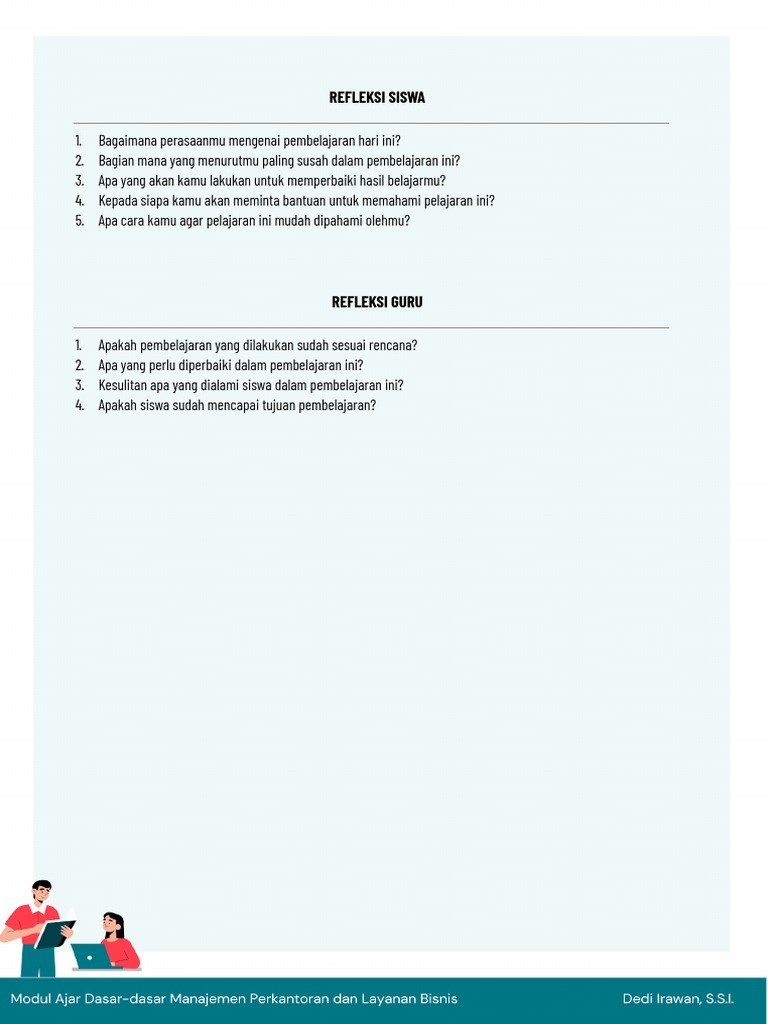 Refleksi Pembelajaran Siswa dan Guru | PDF | Karier & Perkembangan ...
