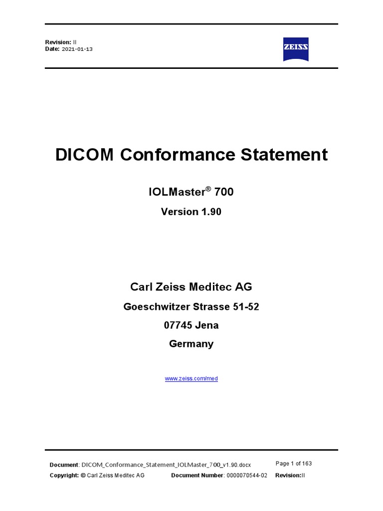 Dicom Conformance Statement Iolmaster 700 v1.90 v2 | Download Free PDF | Computing | Information ...