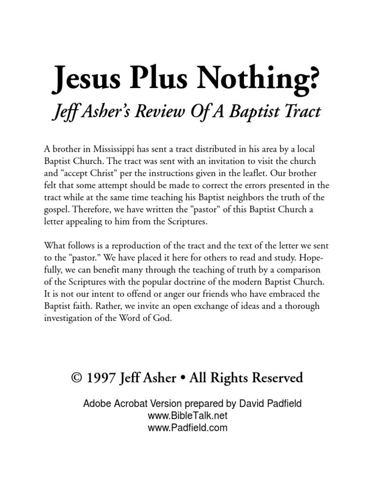 Jesus Plus Nothing | Download Free PDF | Baptism | Jesus