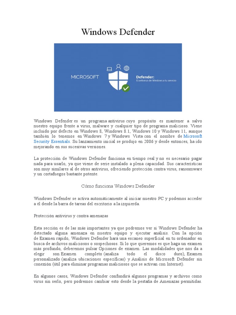Windows Defender | PDF | Microsoft Windows | Software de Microsoft