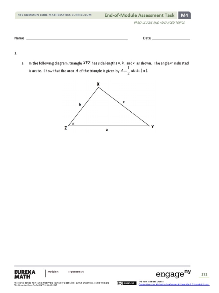 Precalculus m4 End of Module Assessment | PDF | Trigonometric Functions | Triangle