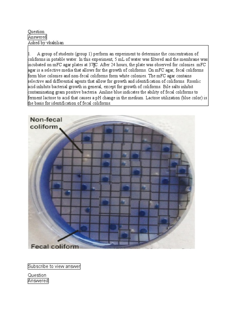 Coliform Enumeration | PDF | Colony Forming Unit | Microbiology